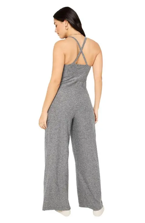 FABLETICS Cloud Jersey Wide Leg Jumpsuit - Charcoal Grey Heather
