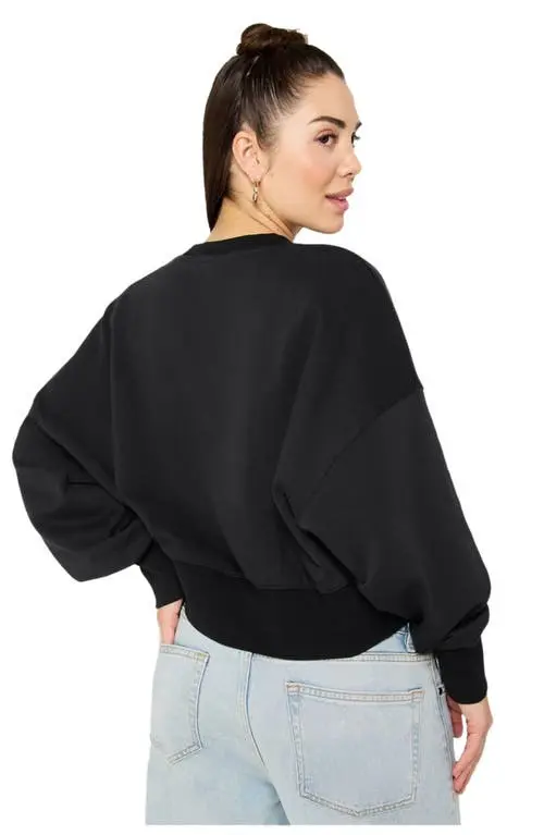 FABLETICS Year Round Terry Crew Neck Sweatshirt - Black