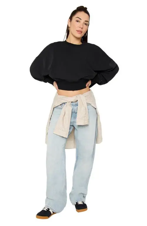 FABLETICS Year Round Terry Crew Neck Sweatshirt - Black