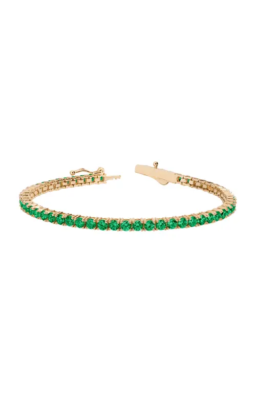 AURATE Lab Grown Emerald Tennis Bracelet - Yellow Gold Vermeil