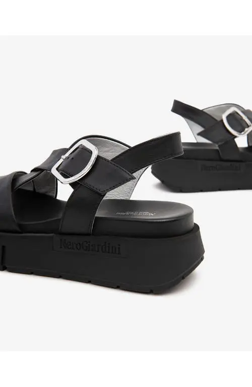 NEROGIARDINI Platform Slingback Sandals - Black