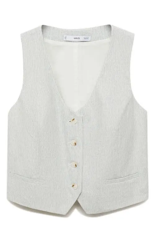 Mango Cotton And Linen Suit Vest - Ecru