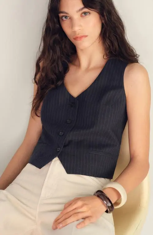 Mango Cotton And Linen Suit Vest
