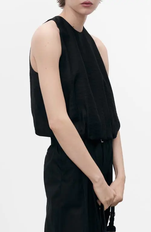 Mango Bubble Hem Sleeveless Top - Black