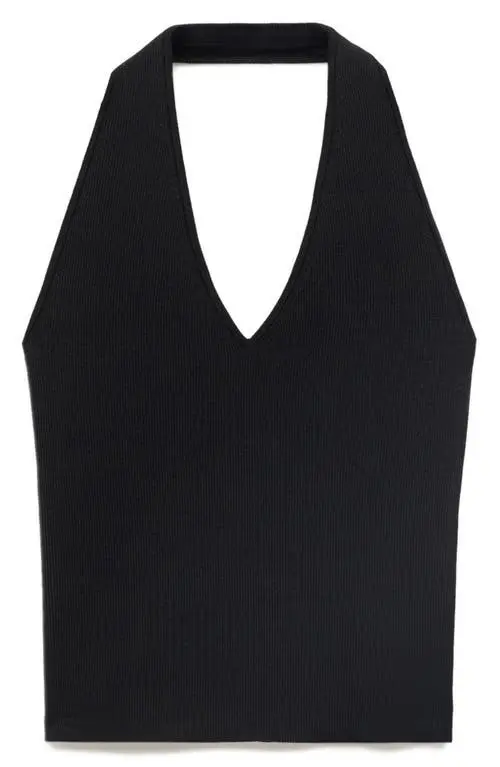 Mango Halter Neck Rib Top