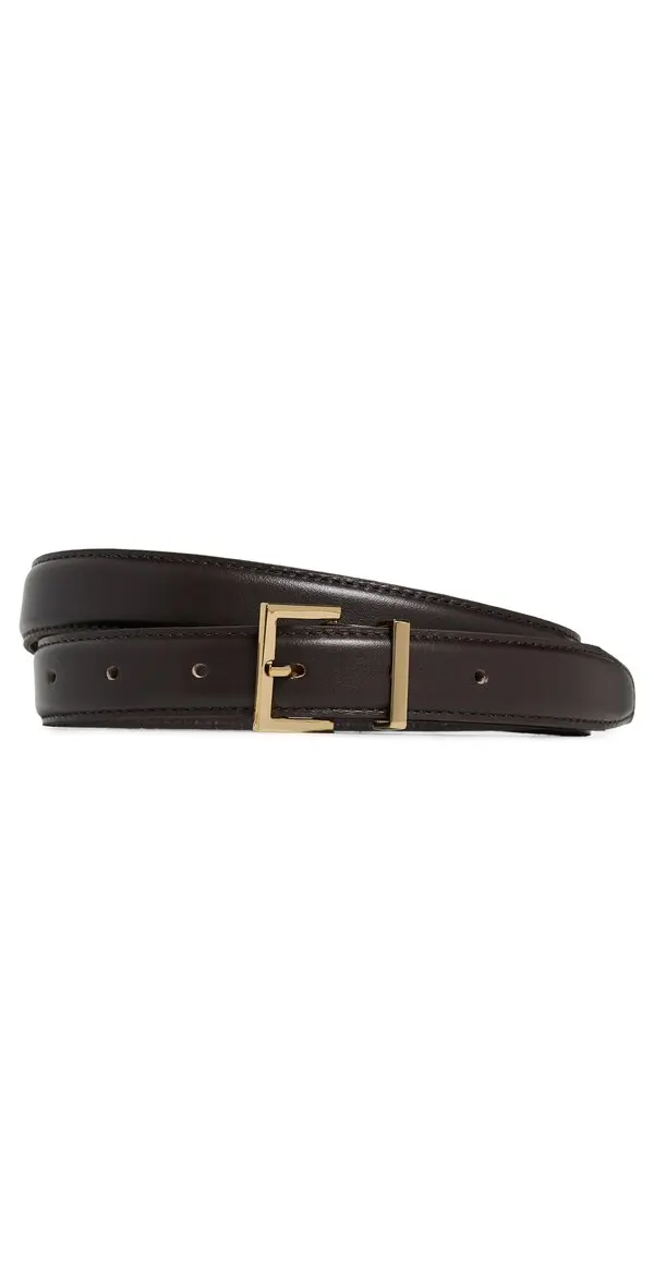 FRAME The Leather Square Buckle Belt - Dark Brown