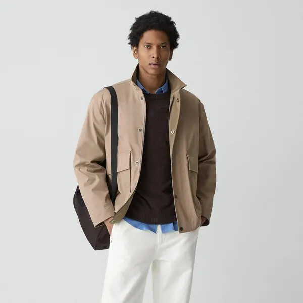 Theory Utility Jacket In Cotton Blend - Feather