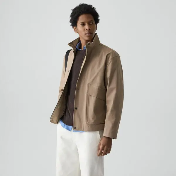 Theory Utility Jacket In Cotton Blend - Feather