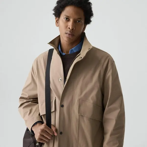 Theory Utility Jacket In Cotton Blend - Feather