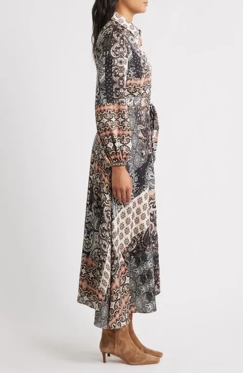 Julia Jordan Mixed Print Long Sleeve Shirtdress