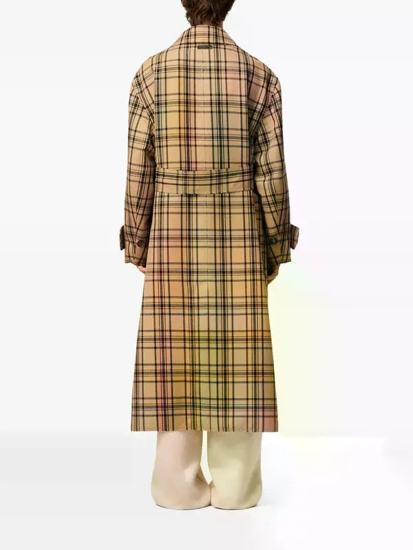 Ami Checked Belted Wool Trench Coat