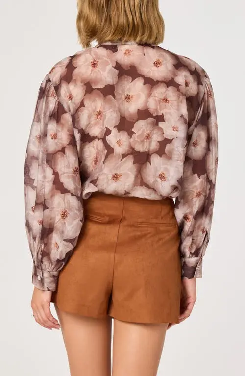 Astr The Label Floral Tie Neck Top