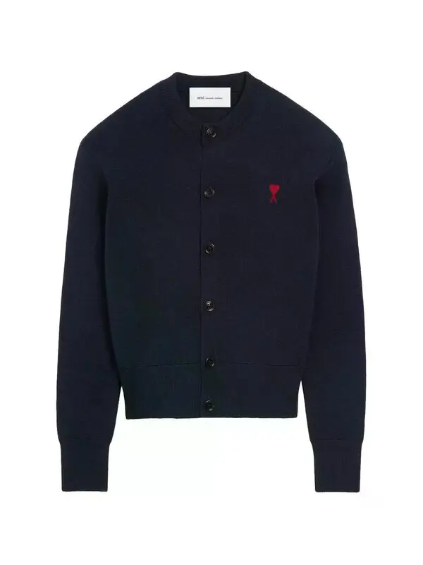 AMI Paris De Coeur Wool Cardigan - Blue