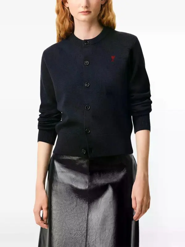AMI Paris De Coeur Wool Cardigan - Blue