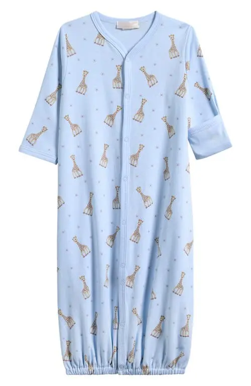 KISSY KISSY Sophie La Girafe Print Convertible Pima Cotton Gown - Light Blue