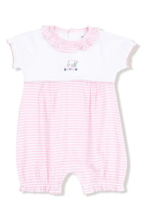 ANGEL DEAR Embroidered Golf Cart Romper - Pink/white