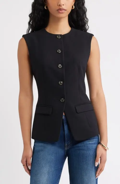 OPEN EDIT Icon Twill Crewneck Vest - Black