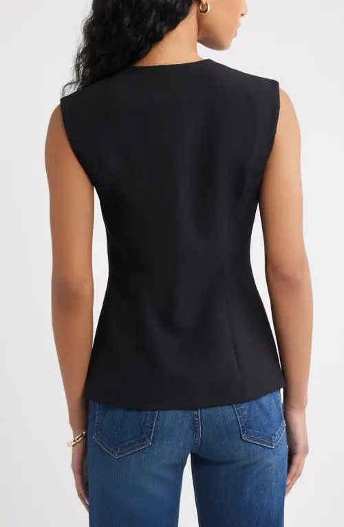 OPEN EDIT Icon Twill Crewneck Vest - Black