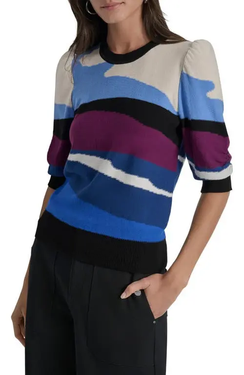 Dkny Abstract Pattern Three-quarter Sleeve Sweater