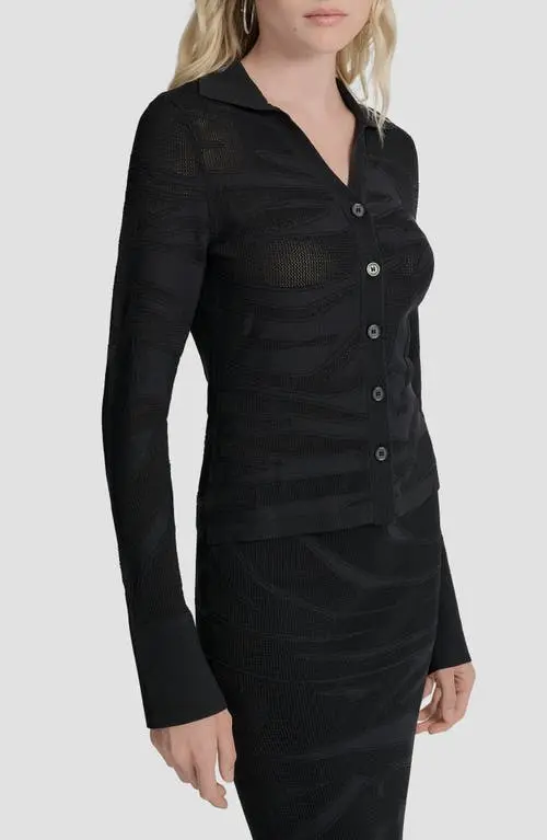 Dkny Zebra Stripe Cardigan - Black