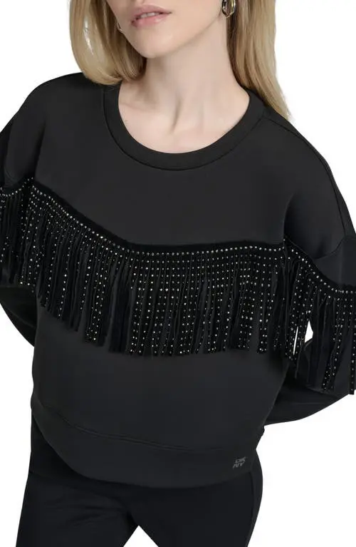 Dkny Studded Fringe Pullover