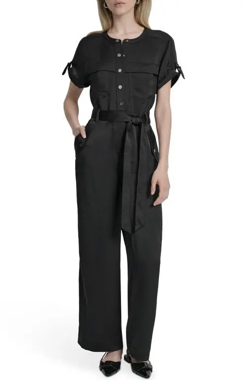 Dkny Twill Utility Jumpsuit - Black
