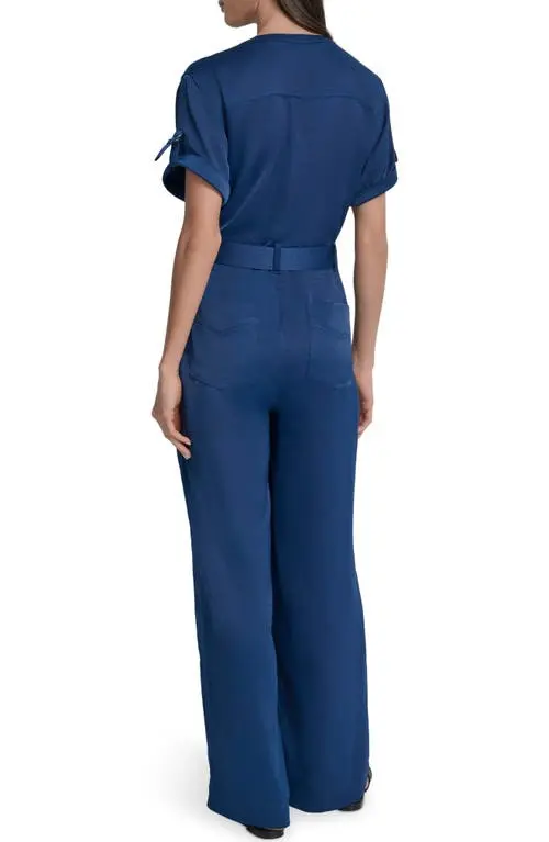 Dkny Twill Utility Jumpsuit - Cadet Blue