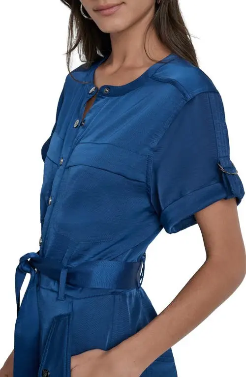 Dkny Twill Utility Jumpsuit - Cadet Blue