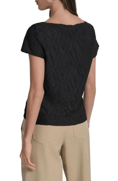 Dkny Texture Knit Top - Black