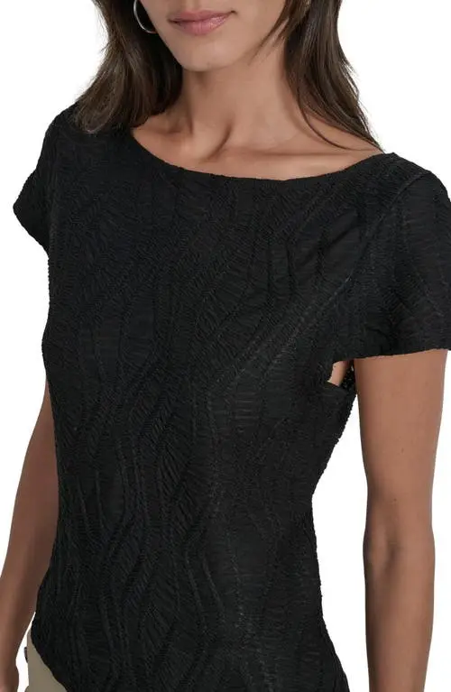 Dkny Texture Knit Top - Black