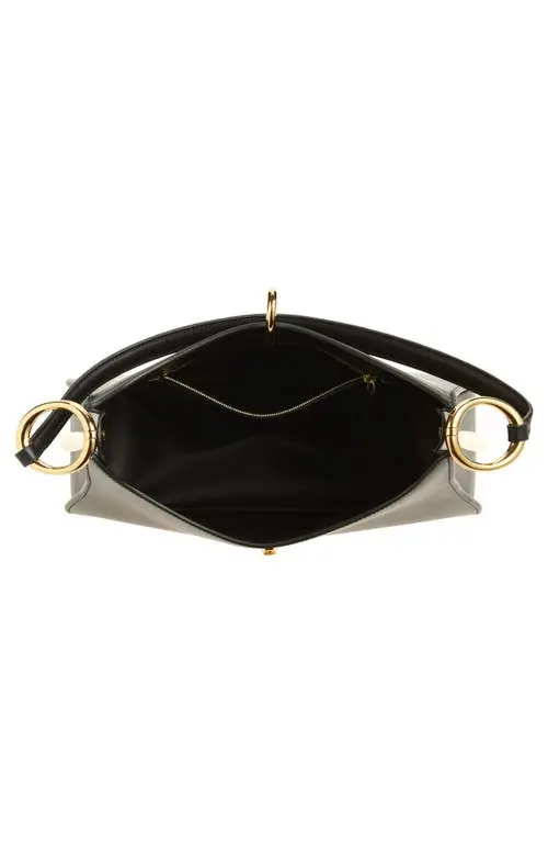 Rabanne Ring Leather Hobo Shoulder Bag - Black/gold