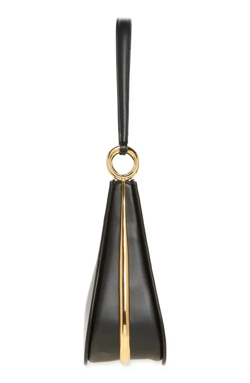Rabanne Ring Leather Hobo Shoulder Bag - Black/gold