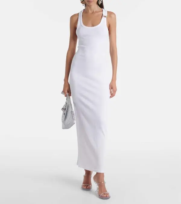 JEAN PAUL GAULTIER Piercing Cotton Jersey Maxi Dress