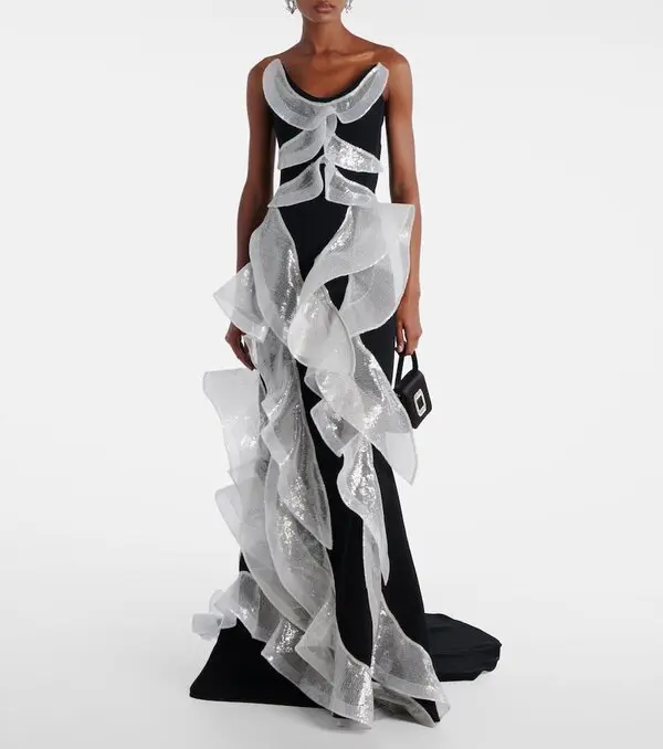 Maticevski Refraction Sequined Ruffled Gown