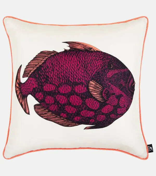 FORNASETTI Pesce Balestra Printed Silk Cushion - Multicoloured