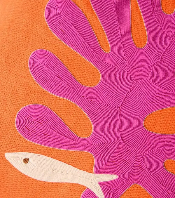 Jonathan Adler Playa Coral Linen Cushion