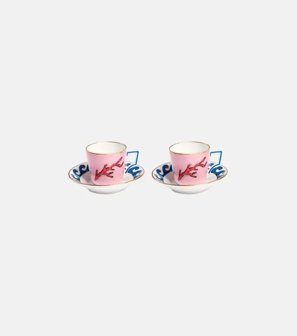 GINORI 1735 Il Viaggio Di Nettuno Set Of 2 Coffee Cups And Saucers Luke Edward Hall - Multicoloured