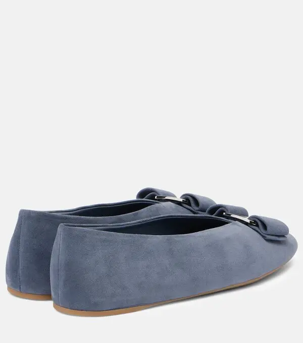 FERRAGAMO Vanna Bow-detail Suede Ballet Flats
