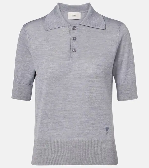 AMI Paris Wool And Silk Polo Shirt