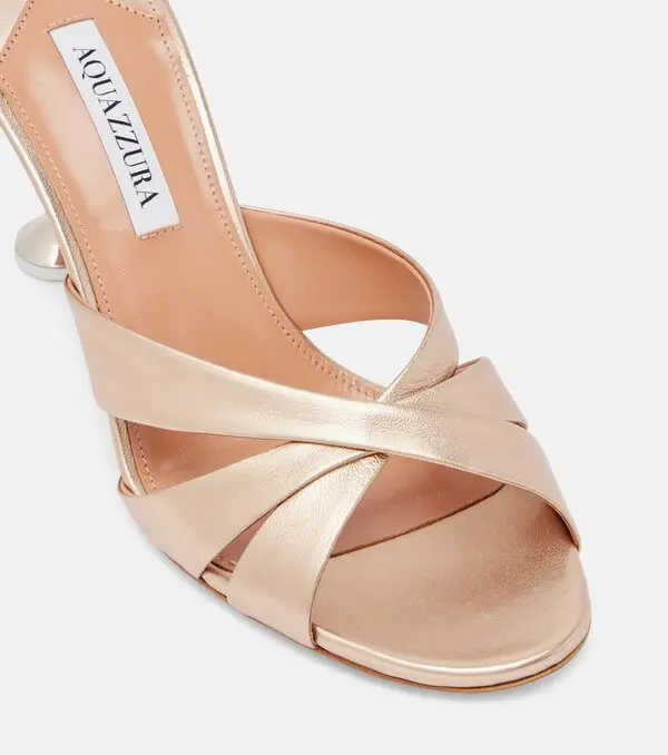 AQUAZZURA Kiss Me Quick Metallic Leather Mules