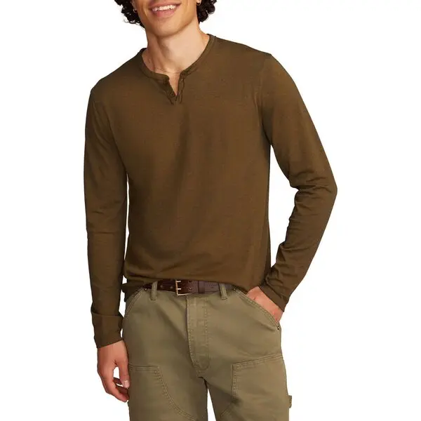 Lucky Brand Venice Burnout Henley - Dark Olive