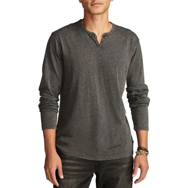 Lucky Brand Venice Burnout Henley - Jet Black