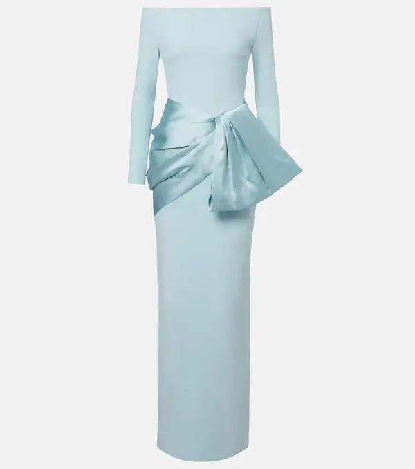 Solace London Kori Satin-trimmed Gown - Blue