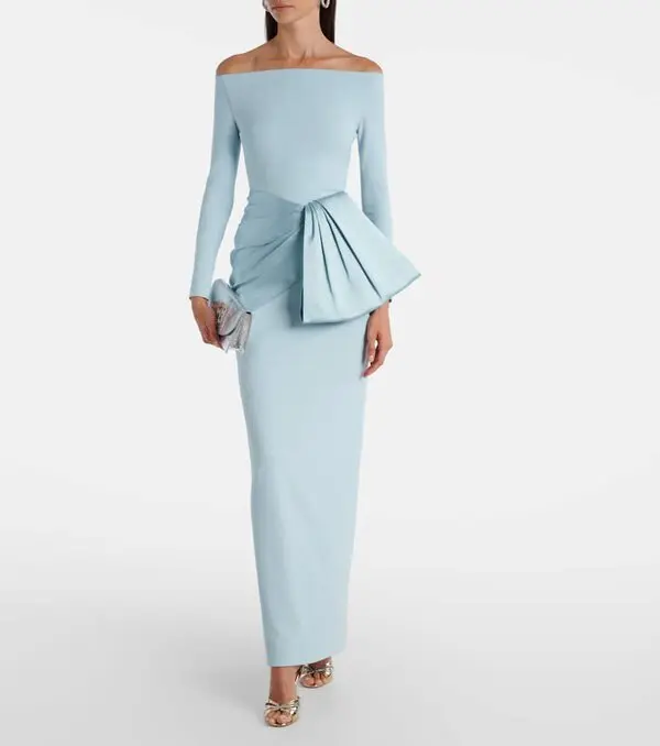Solace London Kori Satin-trimmed Gown - Blue