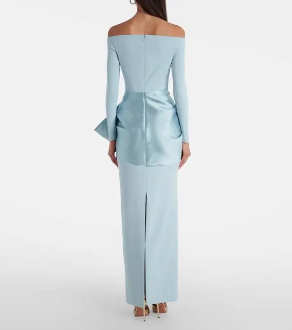 Solace London Kori Satin-trimmed Gown - Blue