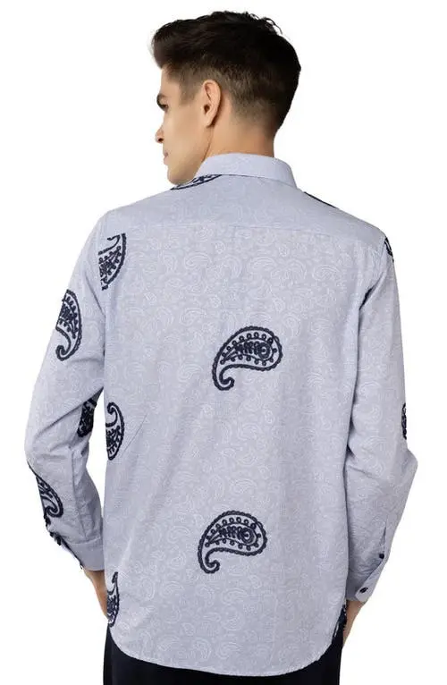 LUCHIANO VISCONTI Paisley Print Striped Shirt