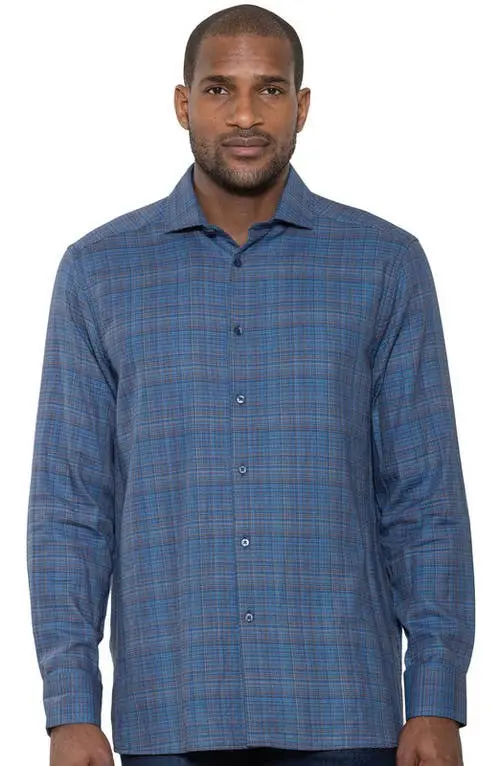 LUCHIANO VISCONTI Tri Color Basket Weave Shirt - Navy