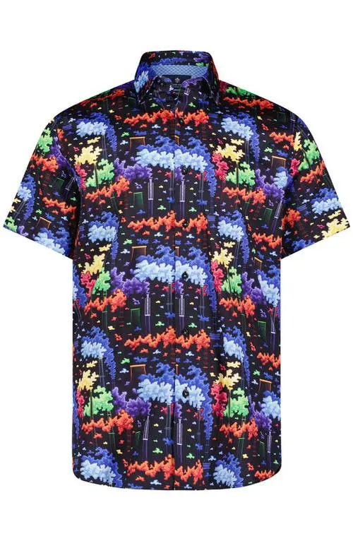 LUCHIANO VISCONTI Smoke Print Short Sleeve Shirt