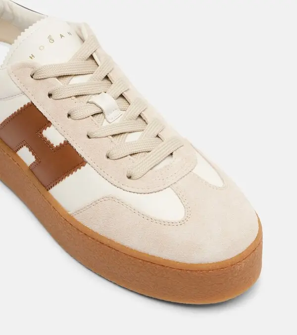 Hogan H681 Leather And Suede Platform Sneakers - Neutrals