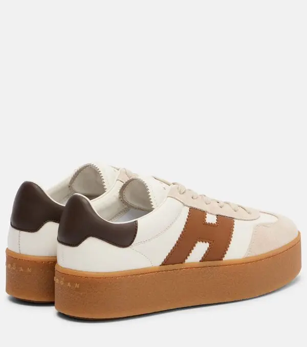Hogan H681 Leather And Suede Platform Sneakers - Neutrals